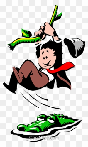 Cartoon Mann Schwingt Auf Reben Vektor Clipart Bild - Cartoon Mann ...