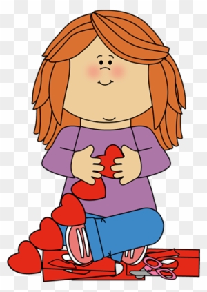 Girl Making A Valentine - Making A Valentine Clipart - Free Transparent ...