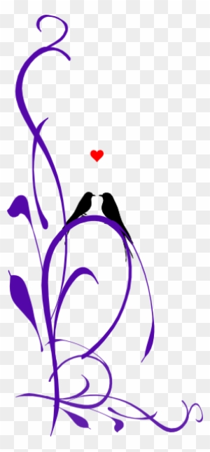 Love Birds On A Branch Purple Long 2 Clip Art - Love Birds Clipart ...