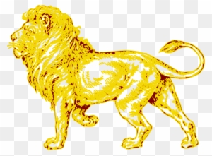 Lion In Gold With Brown Outline Clip Art At Clker - Lion Full Body ...
