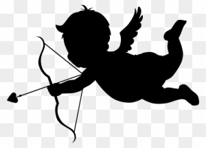 Cupid In Flight Silhouette With Bow And Arrow Svg Png - Cupid Png ...