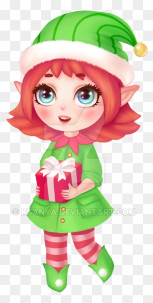 Christmas Elf Chibi By Ksanya - Christmas Day - Free Transparent PNG ...