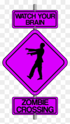 Zombie Crossing The Street Comic Traffic Sign - Halloween Zombie Clip ...