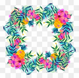 Tropical Flower Decorative Borders - Tropical Flower Frame Png - Full ...