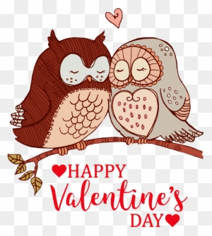 Happy Valentines Day Greeting Owls In Love - Happy Valentines Day Owl ...