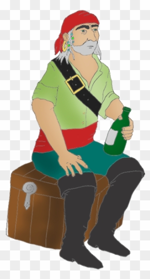 Pirate Picture With Bottle - Pirates Sitting Cartoon - Free Transparent ...