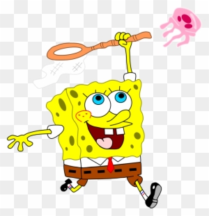 Spongebob, Garry Spongebob Chasing Jellyfish - Transparent Background ...