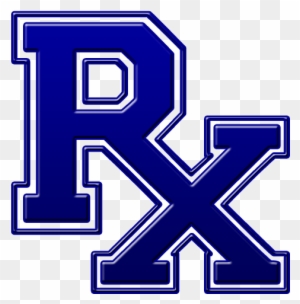 Blue Rx Symbol Collegiate Clipart Image - Black Varsity Letter R - Free ...
