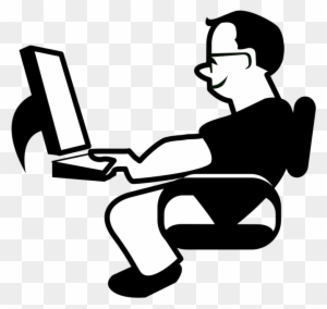 Computer Clip Art - Cartoon Man On Computer - Free Transparent PNG ...