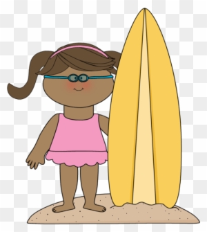 Kids Summer Clipart - Girl With Surfboard Clipart - Free Transparent ...