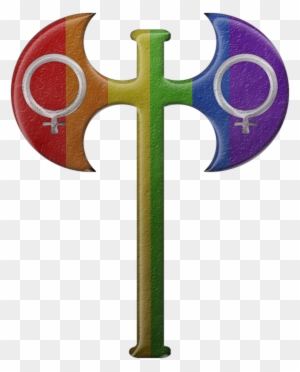 Lesbian Pride Rainbow Labrys - Labrys Symbol - Free Transparent PNG ...