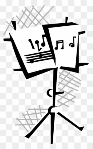 Vector Illustration Of Musician's Music Stand Holds - Music Stand Clip ...