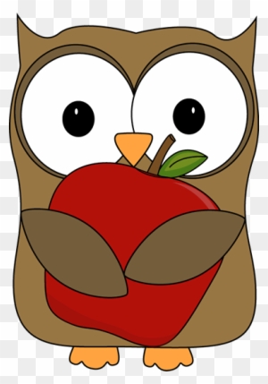 Owl Holding A Green Apple Clip Art - Owl Apple Clipart - Free ...