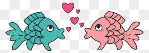 Kissing Clipart Fish - Cartoon Fish In Love - Free Transparent PNG ...