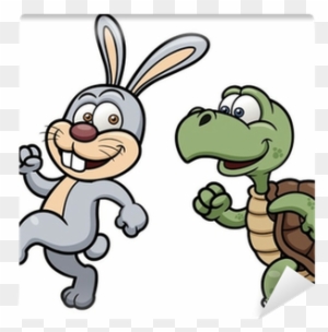 Vector Illustration Of Cartoon Rabbit And Turtle Wall - Bunny And The ...