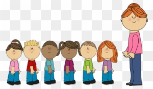 Students In Line With Teacher - Walking In Line Clipart - Free ...
