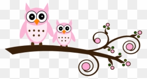 Pink And Aqua Tree Branch Clip Art At Clker - Owl Clipart Baby Shower ...