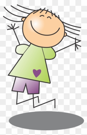 Cartoon Girl Jumping For Joy