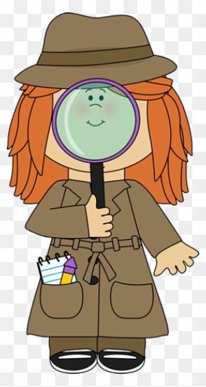 Black And White Girl Detective With Magnifying Glass - Detectives ...