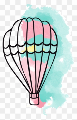 Airplane Hot Air Balloon Watercolor Painting Clip Art - Balloon Air ...