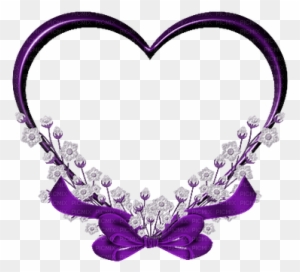 Frame Heart Purple Flower - Love Heart Frame Png - Free Transparent PNG ...