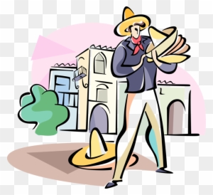 Vector Illustration Of Hat Merchant Selling Mexican - Vector ...