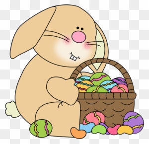 Bunny Sitting With An Easter Basket Clip Art - Easter Pictures Clip Art ...