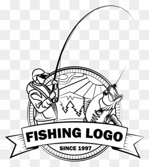Logo Fishing Fish Hook Angling - Black And White Fishing Logos - Free ...