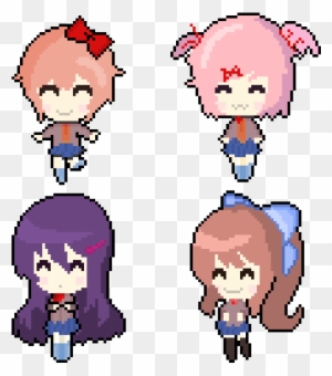 Doki Doki Literature Club - Ddlc Yuri Pixel Art - Free Transparent PNG ...