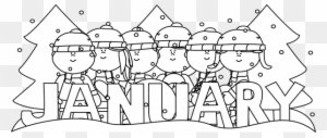 January Clipart Black And White January Vector Art & Graphics