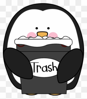 Penguin Trash Helper - Cute Trash Can Clipart - Free Transparent PNG ...
