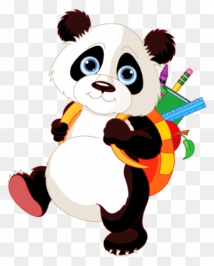 Color Drawing To Print - Panda Going To School - Free Transparent PNG ...