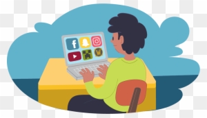 Children Working On Computer Laptop Vector - Staying Safe Online - Free ...